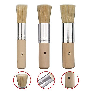 COCODE Wooden Stencil Brush (Set of 3), Natural Bristle Brushes Perfect for Acrylic Painting, Oil Painting, Watercolor Painting, Stencil Project, Card Making and DIY Art Crafts