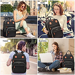 LOVEVOOK Laptop Backpack for Women, Unisex Travel Anti-theft Bag, Business Work Computer Backpacks Purse College Backpack for Men, Casual Hiking Daypack with Lock, 15.6 Inch, Black