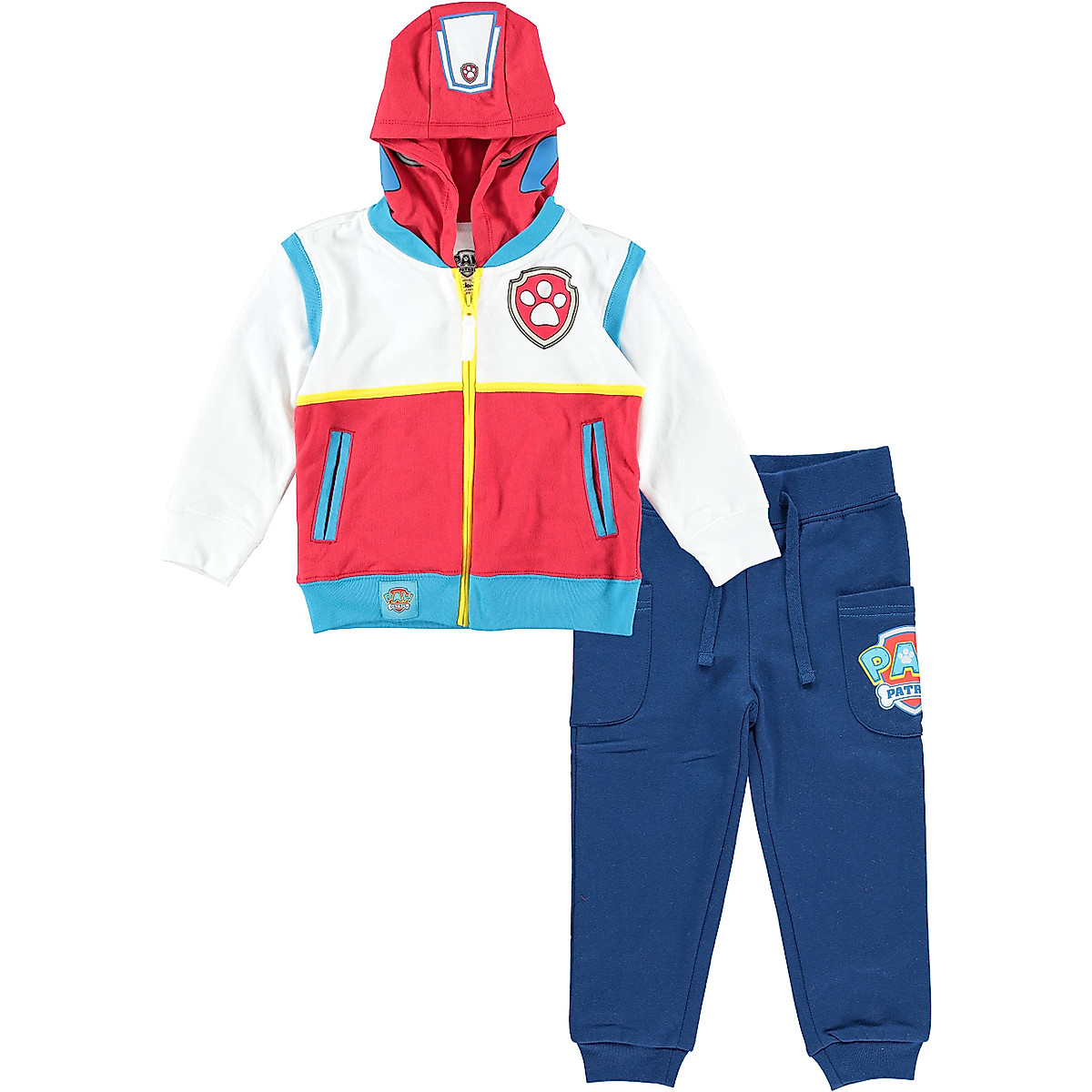 FREEZE Paw Patrol Ryder Character Big Face 2 PACK Zip-up Hoodie and Jogger Pants- Ryder Costume Hoodie Set (Ryder, 5T)