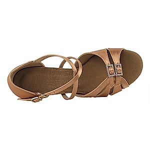 Women's Ballroom Dance Shoes Salsa Latin Practice Dance Shoes Silver Tan Satin S92307EB Comfortable - Very Fine 2" Heel 7.5 M US [Bundle of 5]