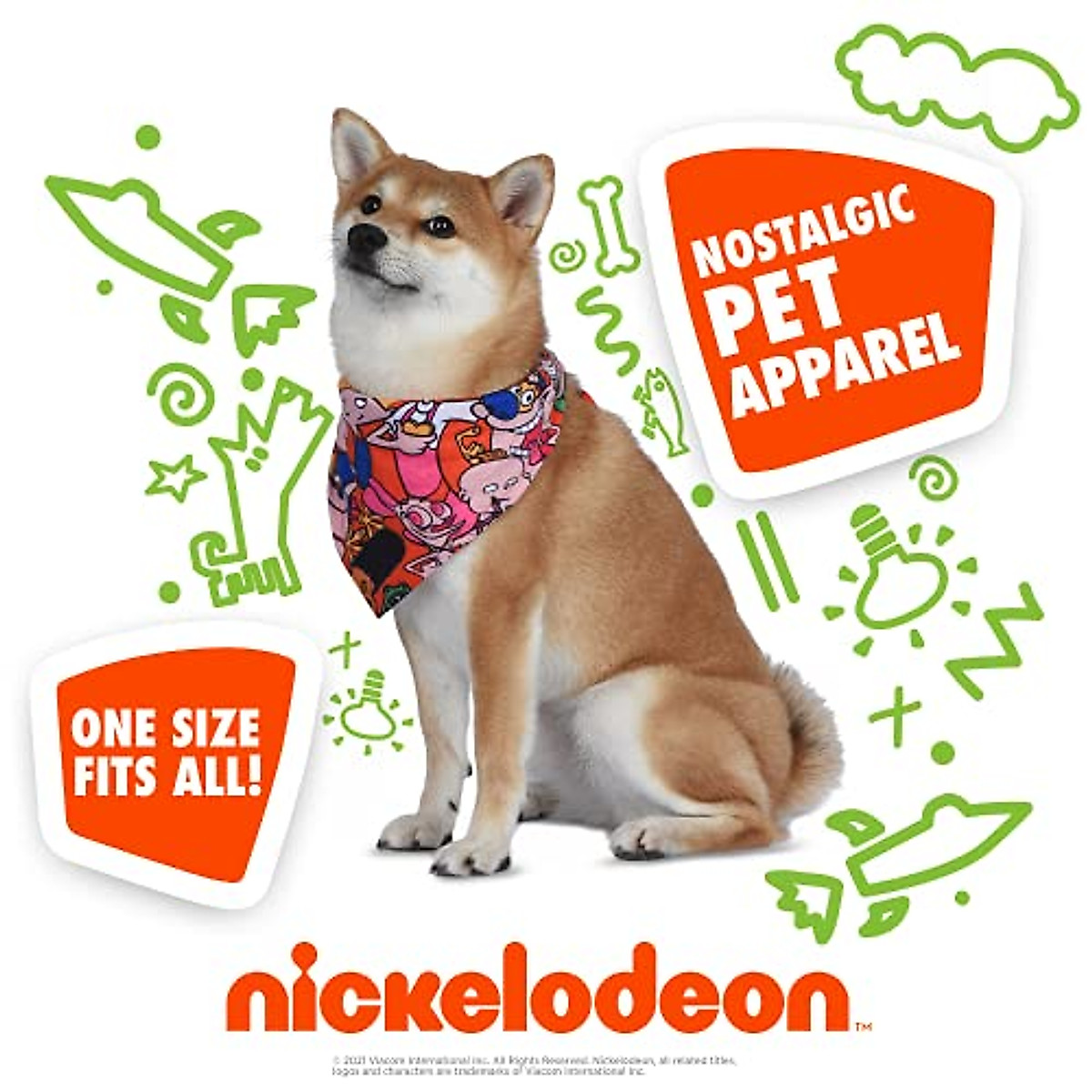 SpongeBob SquarePants for Pets All Stars Dog Bandana | Soft and Comfortable Dog Bandana with 90s Nickelodeon Characters from Rugrats, Hey Arnold, and More | One Size Fits All Dog Bandana