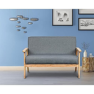 MAKLAINE Contemporary Modern Fabric Loveseat Sofa with Solid Wood Frame in Gray Linen