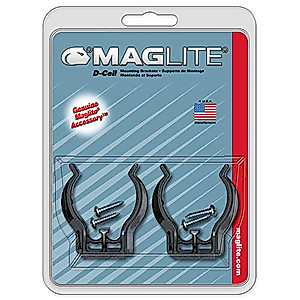 Maglite Black Universal Mounting Brackets for D-Cell Flashlight, 2 pk