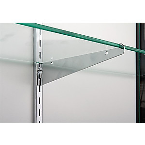 Displays2go 6ft Retail Sales Counter with Glass Shelves, Tempered Glass, Laminated Particle Board, Locking Drawers – Black (MRCLSC72BK)