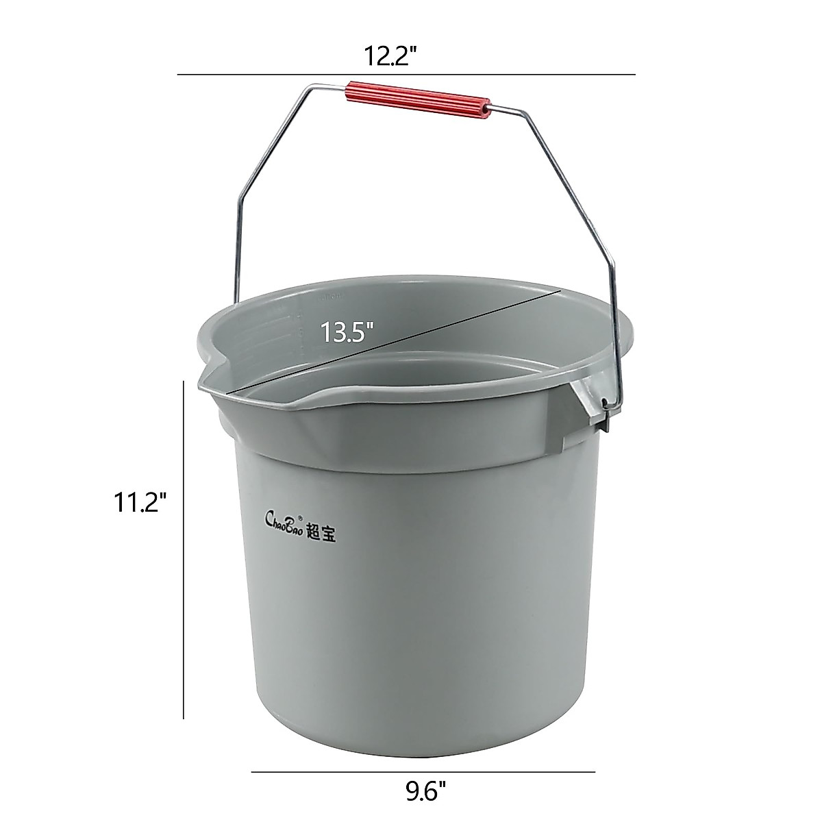 Teyyvn 4-Pack Commercial Round Bucket, 3.5 Gallon Industrial Round Utility Pail with Handle, Gray