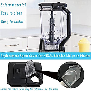 Pour Spout Cover Replacement for Ninja Blender Lid, Replacement Spout Cover for Ninja Blender 72 oz Square Pitcher, Suitable for NJ600-NJ602 and BL500-BL781, Clear
