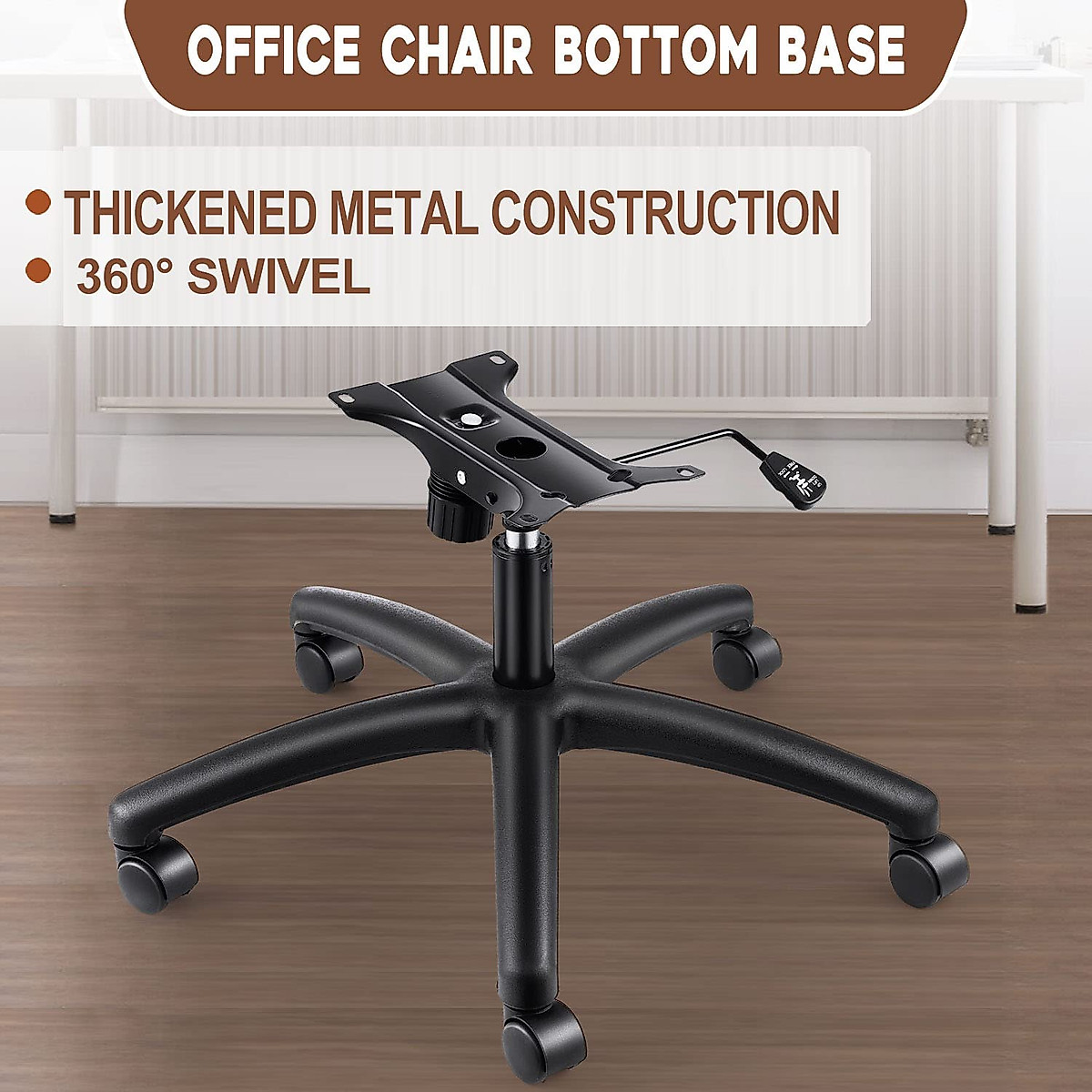 Topdeep 28" Swivel Chair Base Replacement, Office Chair Base, 350 Pounds Heavy Duty Gaming Chair Replacement Base with Bottom Plate Stand Cylinder and Casters
