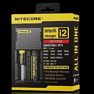 NiteCore NiteCore-i2-V2014-A 2014 New Version Universal Intelligent Charger for Two Batteries Compatible with IMR/Li-Ion, Black