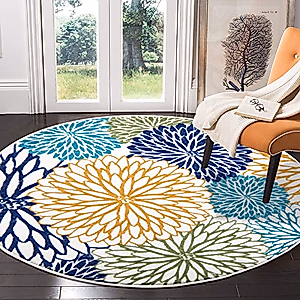 HEBE Boho Round Rug for Bedroom 4' Circle Bathroom Rug Washable Mandala Accent Throw Rugs Non-Slip Soft Floor Mat for Entryway Living Room Sofa Kids Room Nursery
