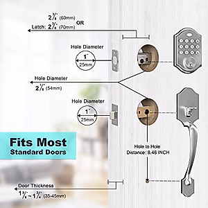 NeuType Keypad Deadbolt Electronic Keyless Entry Door Lock with Handle, Front Door Lock Set with Keypad, Auto Lock, 1-Touch Locking, 50 User Codes, Easy to Install (Traditional, Satin Nickel)