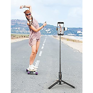 Selfie Stick with Curved Fill Light, Portable & Stable Phone Tripod Stand with Wireless Remote for iPhone/Samsung/Google/One Plus/Sony etc.