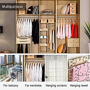 Closet Pole, Closet Rod with Telescopic Adjustment, with Wardrobe Rail Rod Pole Socket and Screws, Pack-2, Clothes Rod for Closet Suitable for Wardrobes, Cabinets, Bathrooms (15.7‘’-27.6‘’)
