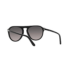 Persol Men's PO3302S Aviator Sunglasses, Black/Grey Gradient Polarized, 55 mm