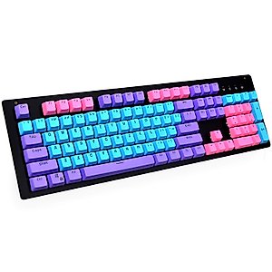 Bossi 104 Keycaps Set | Backlit Keycaps for Cherry MX Gaming Keyboard with Key Puller（Purple + Blue + Pink）(Keycap Only, Keyboard NOT Included)