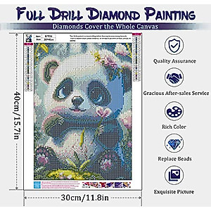 VeGuude Diamond Painting Kits for Adults, Panda 5D Diamond Art Kits, Full Drill DIY Crafts for Adults Home Wall Decor Gift Diamond Dots [11.8x15.7inch]