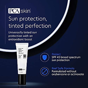 PCA SKIN Sheer Tint Broad Spectrum SPF 45 - Universally-Tinted Water-Resistant Hydrating Sunscreen for Use Alone or Under Foundation & Makeup (1.7 fl oz)