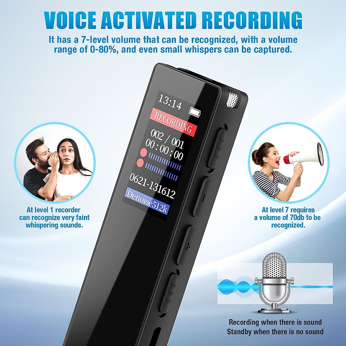 64GB Digital Voice Recorder with Playback, Dual-Microphone Noise Reduction, 30 Hours Audio Recorder, Voice Activated Recorder with MP3, Password, A-B Repeat, for Lectures, Classes, Meetings(n3)