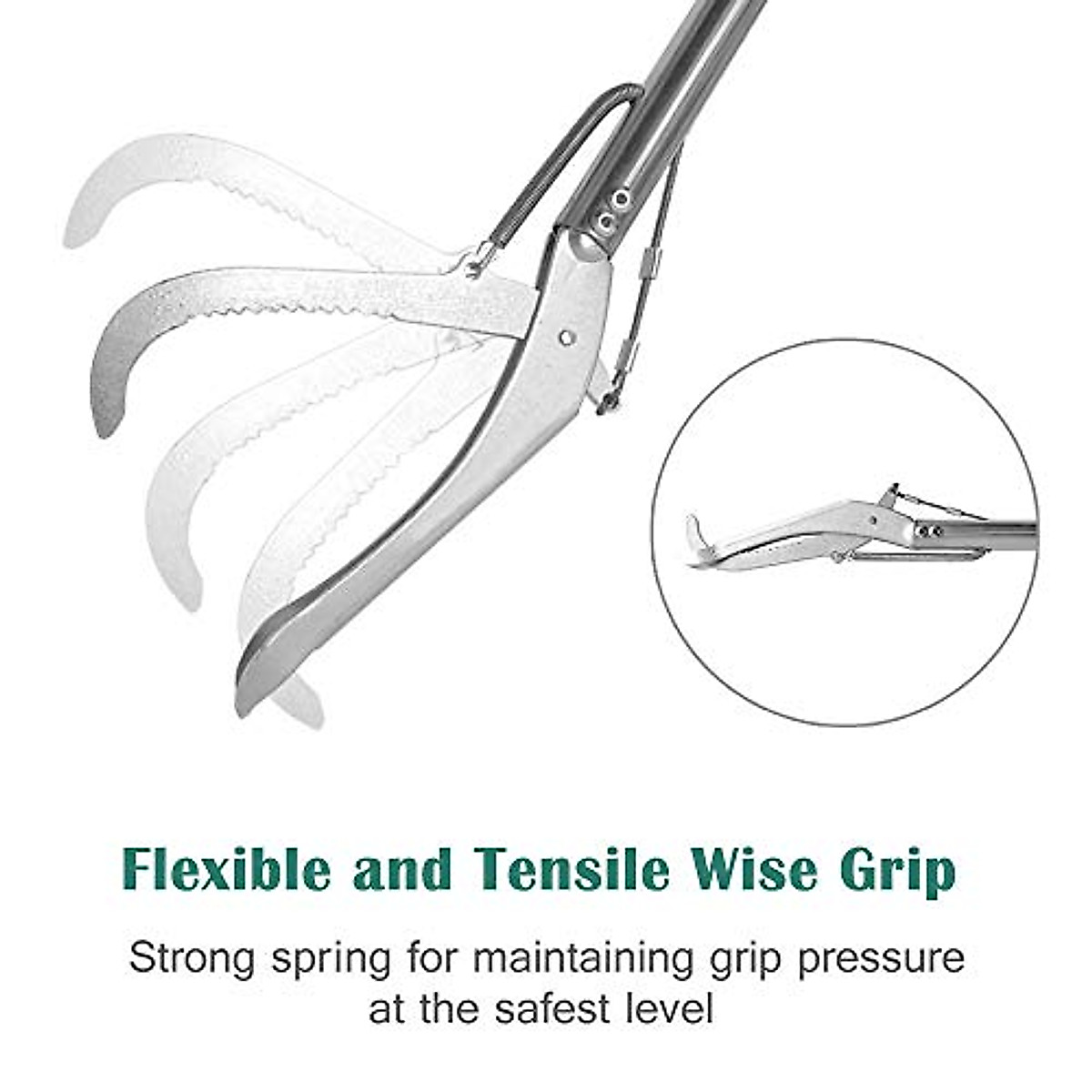 IC ICLOVER 47 Inch Extra Heavy Duty Snake Tongs, Standard Reptile Snake Grabber Catcher Tool, Professional Reptile Grabber Rattle Snake Catching Wide Jaw Handling Tool, with Locking - Stainless Steel