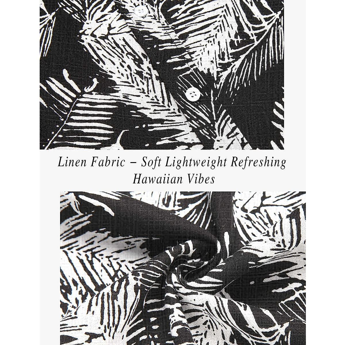 COOFANDY Men's Hawaiian Tropical Short Sleeve Shirt Cotton Linen Floral Button Down Shirts