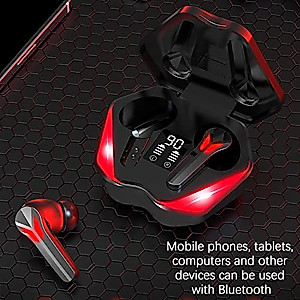 Digital Display Touch-Control Wireless Bluetooth Earbuds - Black Noise Reduction Headset Bluetooth 5.2 Stereo Earphones with Charging Case for Running Outdoor Office Driving Sports