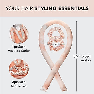 Kitsch Satin Heatless Curling Set - Overnight Hair Curlers to Sleep in, Heatless Curls, Heatless Hair Curler Overnight Curls, Heatless Curling Rod Headband, No Heat Soft Curlers, Hair Rollers - Sunset
