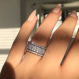 Gixaxak 925 Sterling Silver Cubic Zirconia Eternity Engagement Wedding Bands Wedding Ring Anniversary Eternity Bands 3 Band Width Rings CZ Engagement Bridal for Women 6