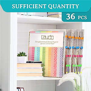 Caydo 36PCS Scrapbook Paper Storage Organizer 12 x 12 Inch Clear Scrapbook Paper Organizer with 100PCS Sticky Index Tabs Holds Scrapbook Paper, Cardstock, Vinyl Paper