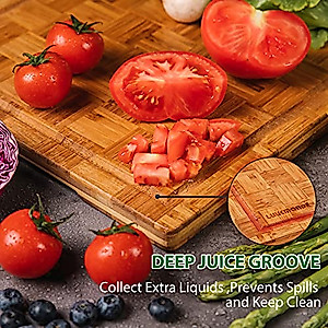 LUUKMONDE Bamboo Cutting Boards, Large Cutting Boards for Kitchen with Juice Groove and Handles, Wooden Cutting Boards, Butcher Block Boards for Meat Cheese and Vegetables
