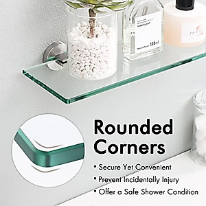 KES Glass Bathroom Shelf, 23.6 Inches Glass Shelf for Bathroom with Tempered Glass Floating Shelves Bathroom SUS 304 Stainless Steel Wall Mount Brushed Finish, A2024S60-2