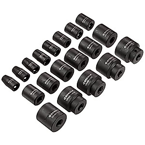 Amazon Brand - Denali 19-Piece 1/2-Inch Drive 6 Point Shallow Impact Socket Set, SAE Size With Carrying Case, 10.2" x 8.5" x 2.4"