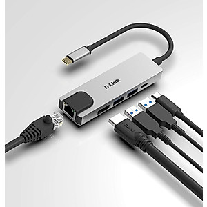 D-Link DUB-M520 5-in-1 USB-C Hub with Power Delivery, HDMI 1.4, Gigabit Ethernet RJ-45 and 2 USB 3.0 Ports for MacBook Pro 2016 or Later, MacBook Air 2018, Chromebook and Surface Pro 7