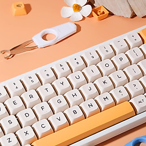 BOYI WK68 Wireless Mechanical Keyboard,65% Hot Swap BT5.0/2.4G/Wired Type-C Tri-Mode RGB Gaming Keyboard,PBT Sublimation XDA Keycaps Keyboard for Mac/Win(Honey Milk Color,Gateron Yellow Switch)