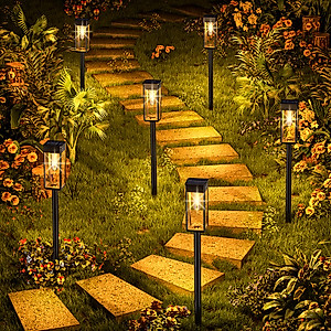 BITPOTT Solar Pathway Lights for Outside, 8 Pack Bright Solar Garden Lights Outdoor Waterproof, Solar Lights for Yard Lawn Walkway Driveway Landscape Lighting Decor