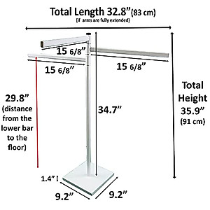 Freestanding Towel Rack Holder 3 Swivel Arms Square Base White Metal
