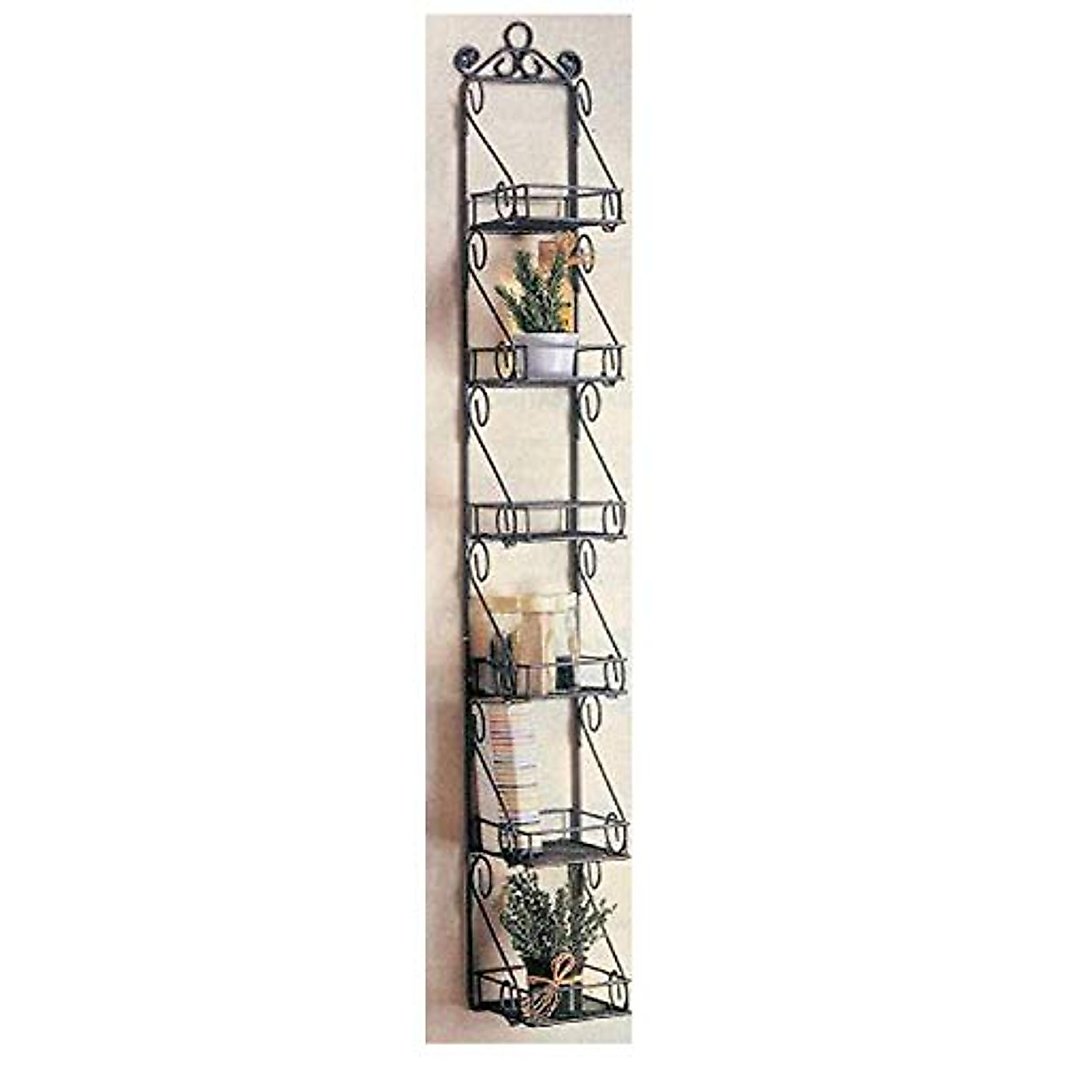 VERSATILE SCROLL DESIGN STEEL 6 TIER WALL RACK