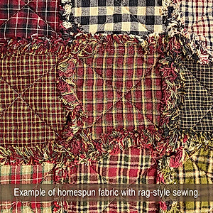 Red & Khaki 1 Cotton Homespun Plaid Fabric by JCS - Sold by The Yard