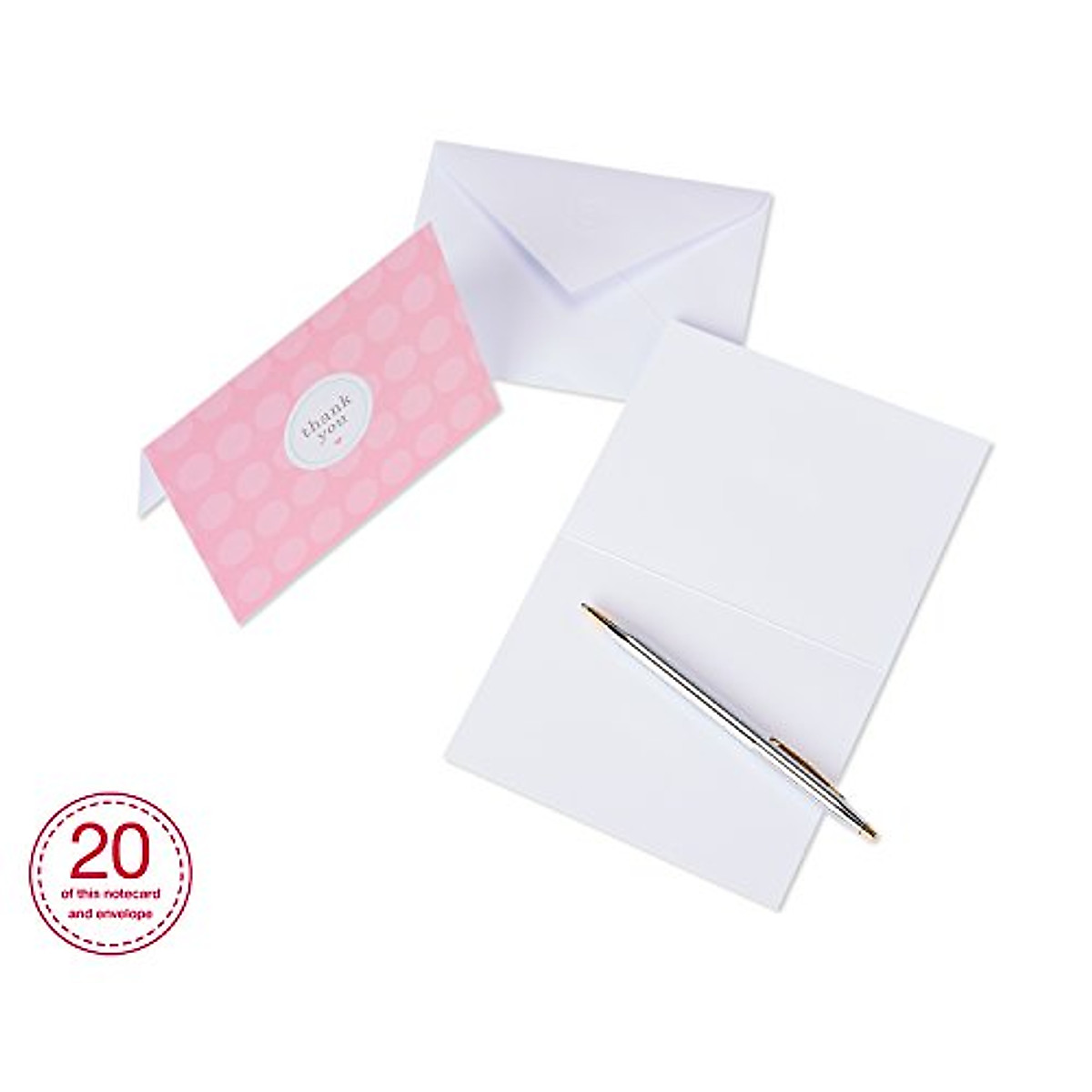 American Greetings Thank You Cards with Envelopes, Pink Dots (20-Count)