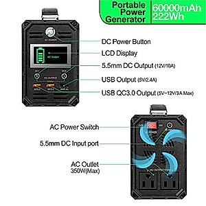 300W Solar Generator, FlashFish 60000mAh Portable Power Station Camping Potable Generator, CPAP Battery Recharged by Solar Panel/Wall Outlet/Car, 110V AC Out/DC 12V /QC USB Ports for CPAP Camp Travel