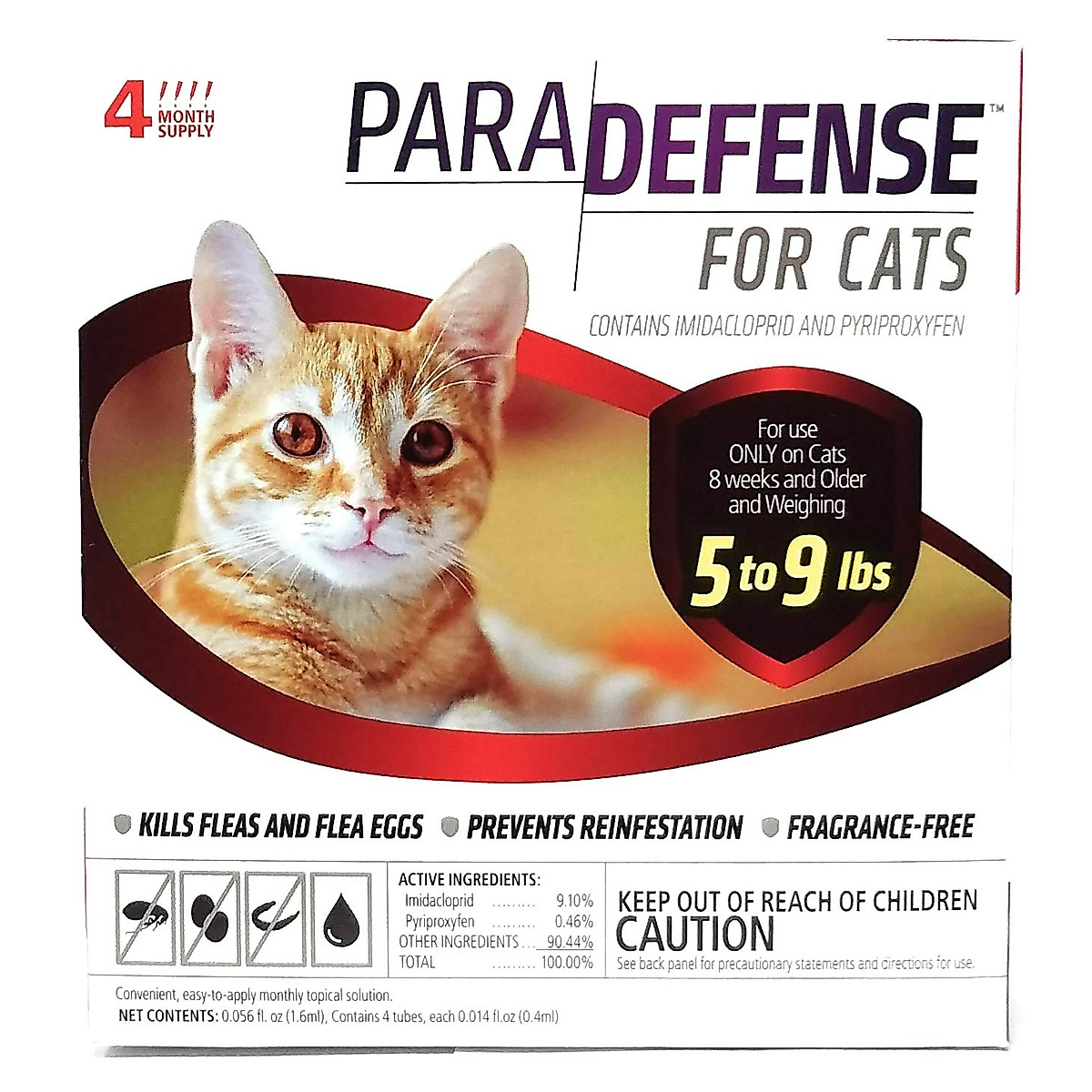 Para Defense 5.1-9 lb Cat Pet Flea Control Supply, Small