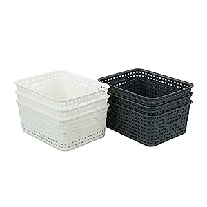 Vcansay 6-Pack Plastic Storage Basket, Small Weave Storage Basket