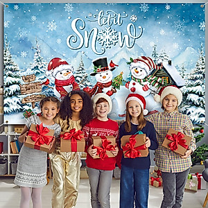 Christmas Backdrop for Photography Rustic Xmas Background Winter Snowman Gifts Polyester Wall Decorations Portrait Photobooth Party Banner Photo Studio Props for Holiday New Year Party Supplies