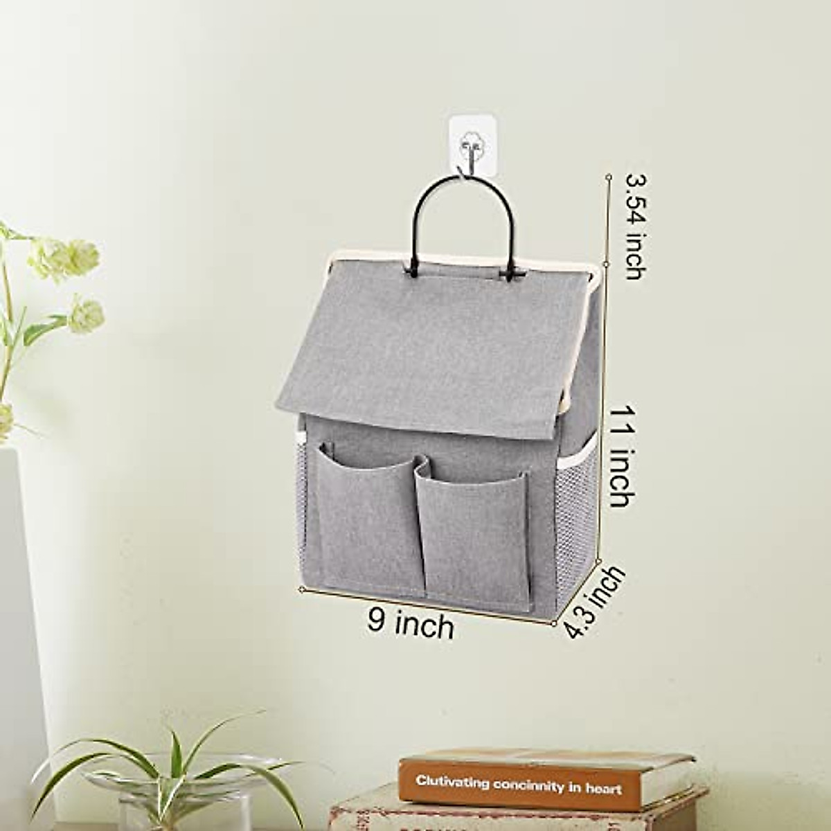 LYroo Gray Wall Organizer Hanging Basket with Lid Hanging Organizer Bag for Bathroom Bedroom Kitchen Dorm Room Essentials Rv Storage and Organization Locker Organizer
