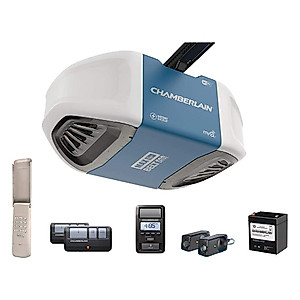 Chamberlain B970T Smart Garage Door Opener with Battery Backup - myQ Smartphone Controlled - Ultra Quiet, Strong Belt Drive and MAX Lifting Power, 1.25 HP, Wireless Keypad Included, Grey