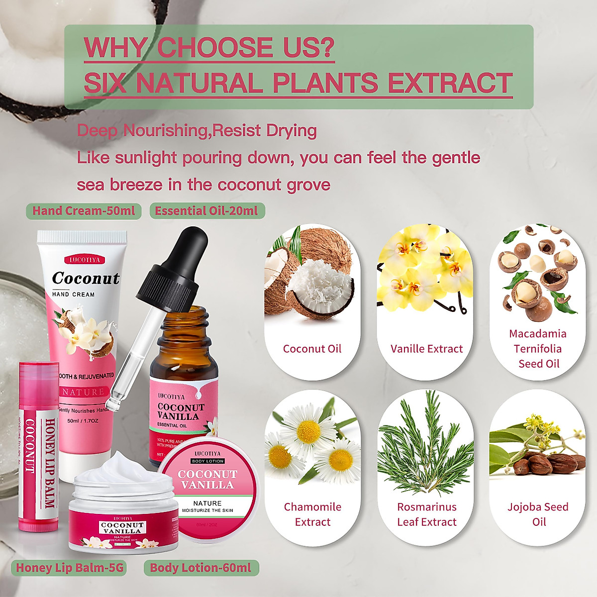 Gifts for Women,Birthday Gifts Friendship Gifts for Women,Travel Size Convenience Kits,Coconut Vanilla Spa Gifts for Her Mom Sister Friends,Unique Gifts Set Ideas for Women