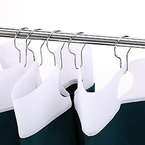 Queekay Metal Shower Curtain Hooks Hanging Clips Metal Curtain Rings Practical Reusable Shower Hangers for Bathroom Bedroom Kitchen Home Applications(Silver,60 Pieces)