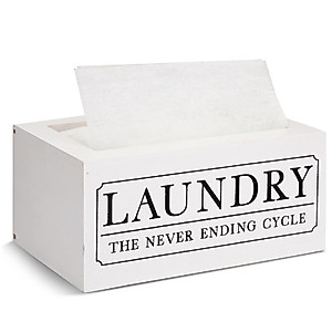 Farmlyn Creek Dryer Sheet Holder for Laundry Room Organization, Farmhouse-Style Decor, Dryer Sheet Box Cover for Softener Dispenser, Washroom, Holds 120 Sheets (White, 8x5x4 In)