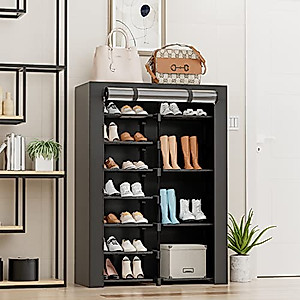 LVNIUS Shoe Rack with Covers Shoes and Boots Organizer Shoe Closet 8-Tier 22-26 Pairs, Large Shoe Organizer Cabinet,Tall Closed Shoe Storage Rack Shoe Shelves for Garage Bedroom,Mueble para Zapatos