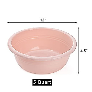Peohud 8 Pack Plastic Wash Basin, 5 Quart Stackable Dish Pan, Round Vegetable Fruit Wash Pan Dish Tub for Home Kitchen Camping Outdoor Indoor, 12 Inch
