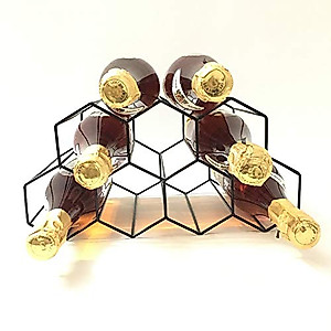 KirinRen Black Metal Wine Rack Freestanding, Tabletop Wine Rack Holder, Countertop Wine Bottle Holder (Black)