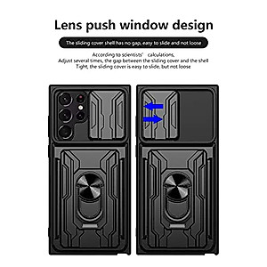 CCSmall Case for Samsung Galaxy S22 Ultra (Not S22) with Card Holder, Heavy Duty Protection Phone Case with Magnetic Ring Kickstand Slide Camera Cover for Samsung Galaxy S22 Ultra LJK Rose Gold